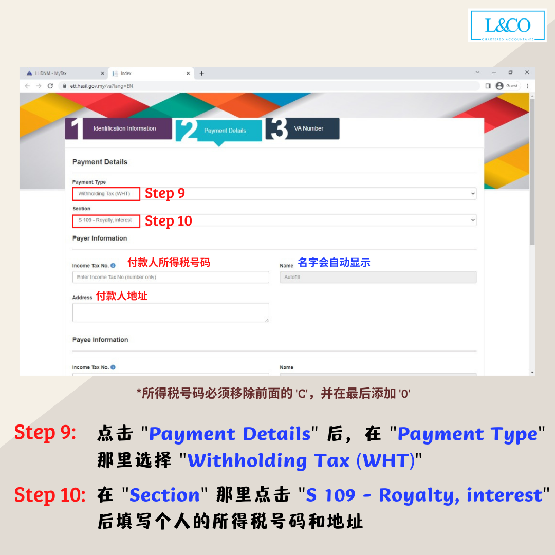 通过e-TT支付预扣税 教程 - L & Co