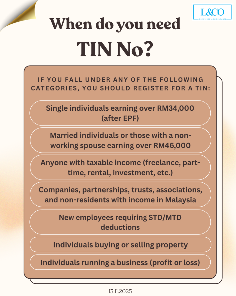 When You Need Register for a TIN in Malaysia - L & Co Chartered Accountants