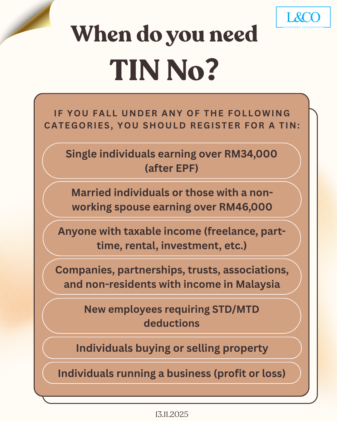When You Need Register for a TIN in Malaysia - L & Co Chartered Accountants
